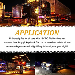 PSEQT 3/4" Round LED Side Marker Lights Clearance Turn Signal Indicators Bullet Grommet Light Waterproof for Trailer Truck Car Bus Van Pickup RV Wrangler ATV UTV (10pcs, Smoked Lens & Amber LED)