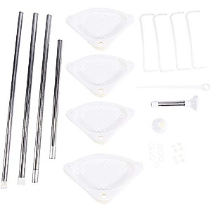 Bathroom Shower Storage Constant Tension Pole Shower Caddy Tension Pole Storage Shelves, Stainless Steel Rod, Adjustable Bathroom Shower Caddy for Shampoo Soap Tower, White