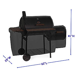 ProHome Direct Heavy Duty Waterproof Grill Cover for Char-Griller 2121,2123 Grills and Char-Griller Smokers with Side Fire Box,Black