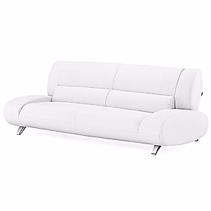 Zuri Furniture Modern Aspen White Microfiber Leather Sofa