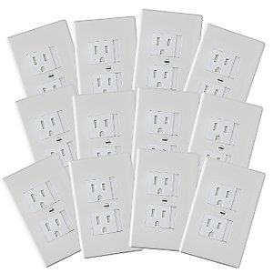 Safety Innovations Self-Closing Babyproof Outlet Covers - (for Center Screw Outlets Only) an Alternative to Wall Socket Plugs for Child Proofing, (12-Pack), (1-Screw), (White) White)