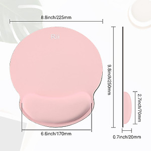 Rii Ergonomic Office Mouse Pad with Wrist Support Gel Mouse Pad with Wrist Rest,Gaming Desktop Mouse Pad for Laptop,with Non-Slip Rubber Base, 9 x 10 in (Pink)