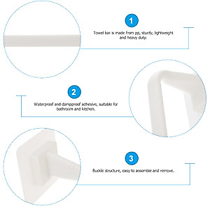 DOITOOL White Towel Rack Bathroom Hand Towel Holder No Drill Single Towel Rod Hand Towel Holder Adhesive Bathroom Towel Hanger for Hotel Home, 34cm