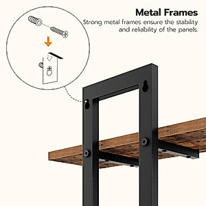 HOOBRO Floating Shelves, 15 Inch Wall Shelf Set of 2, Wall Mounted Storage Shelves 2-Tier, Hanging Bathroom Shelves, for Living Room, Bedroom, Bathroom, Kitchen, Rustic Brown and Black BF32BJ01