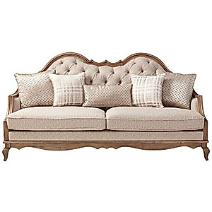 ACME Chelmsford Sofa w/5 Pillows - 56050 - Beige Fabric & Antique Taupe