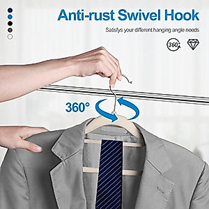 Specilite Velvet Hangers 30 Pack, Ivory Clothes Hangers Non Slip and No Shedding with 360° Swivel Hook, Ultra Thin and Space Saving Felt Hangers by Sturdy ABS Plastic, for Suits, Shirts, Coats