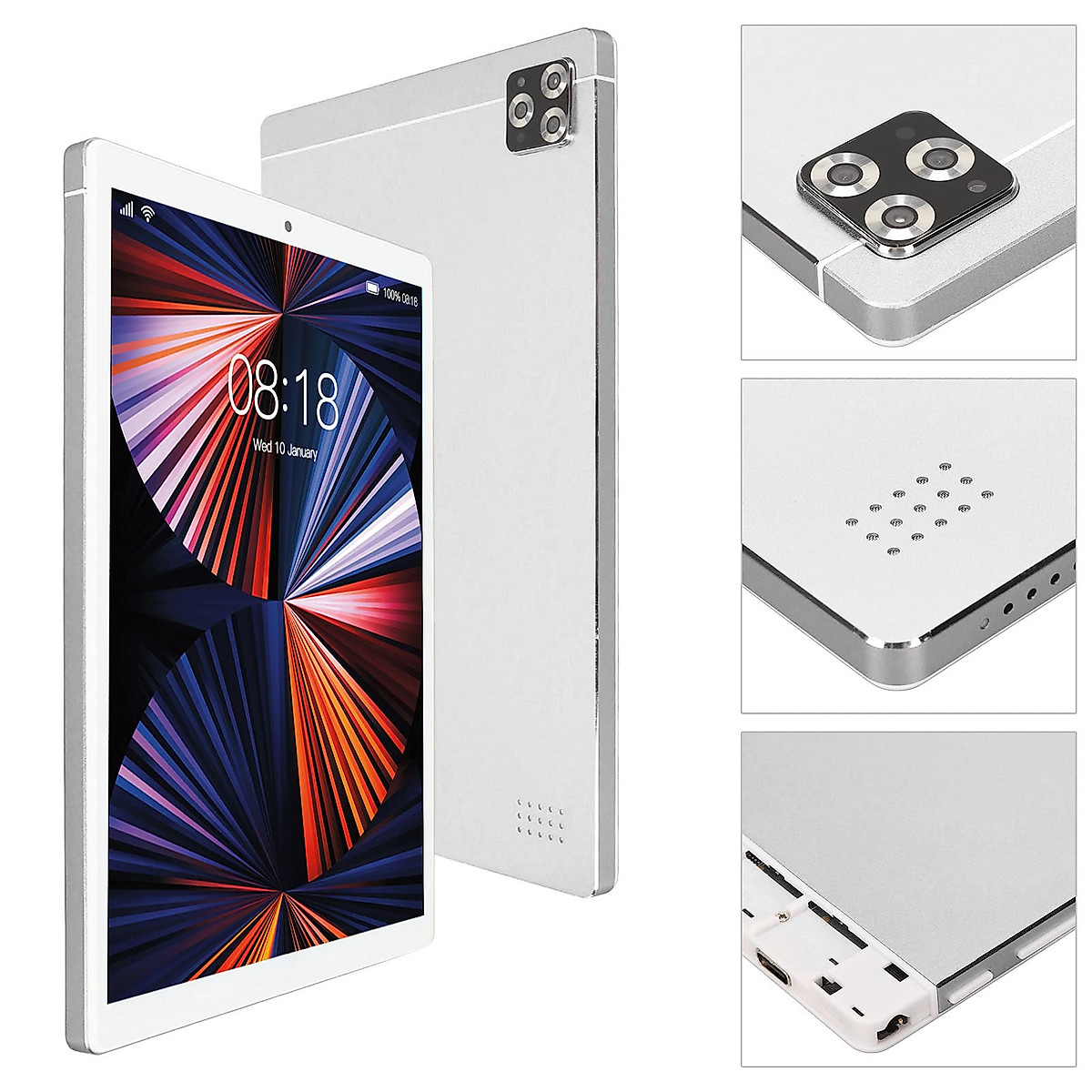 Large Tablet, HD Tablet 3 Card Slots Camera 13MP 4GB 64GB 100-240V for Travel (US Plug)