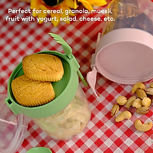 Osier Blanc 4 Pack On The Go 21.9 oz Breakfast Cups with Lids and Spoon, Reusable Cereal Yogurt Cup with Topping Plastic Overnight Oats Container for Granola Oatmeal (21.9 oz - 4 Colors Set)