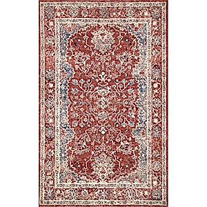 nuLOOM Evelyn Persian Distressed Area Rug, 4' x 6', Red
