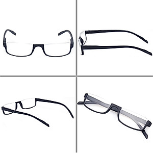 Kerecsen Reading glasses 2 Pair Half Moon Half Frame Readers Spring Hinge Men and Women Glasses (2 Pack Black, 2.00)