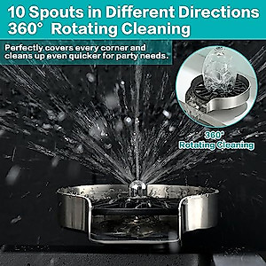 Kicimpro Glass Rinser for Kitchen Sink, Stainless Steel High Pressure Bottle Washer, Cup Washer for Sink with 360 Degree Rotating Rinse Function, Brushed Nickel Glass Washer, Kitchen Sink Accessories