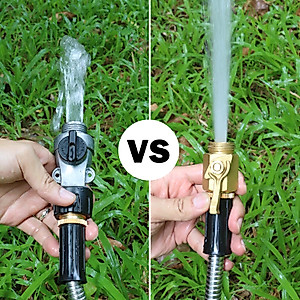 STYDDI Full Flow Garden Hose Shut Off Valve, Metal High Flow Water Hose Shut Off Connector with Cap Type Valve, Single Full-Flow Hose Shutoff Valve, 3/4" GHT, 2 PCS Silver and Black