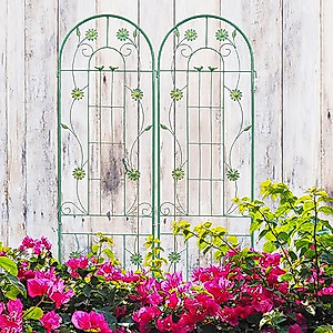 2 Pack Metal Garden Trellis 86.7" H Garden Fence Rustproof Trellis for Climbing Plants Support Roses Flower Outdoor Lawn Green