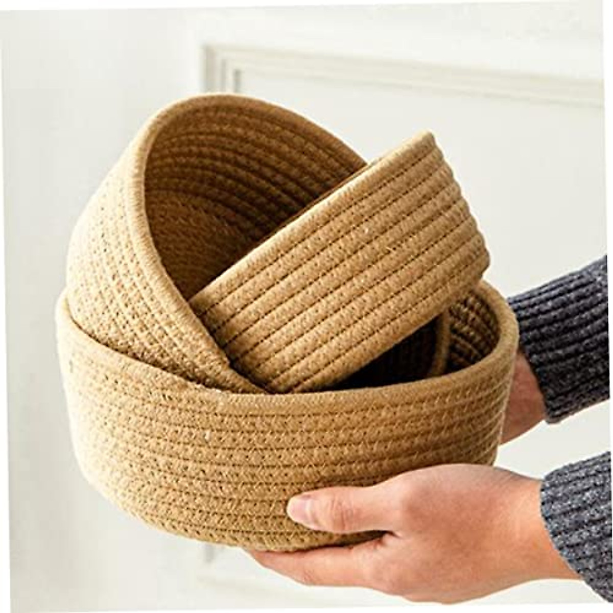 Happyyami 3 Pcs Sundries Storage Basket Organizer Baskets for Shelves Box with Lid Decorative Storage Toy Baskets Mini Woven Basket Magazine Baskets Wardrobe Baskets Sundries Box Small Child
