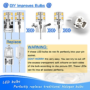 Heifymi 0-100% Dimmable G8 Led Bulbs 3W 4000K Natural White,Replace G8 20 Watt 25 Watt Halogen,120V G8 2Pin Led Light Bulb T4 JCD Type for Under Cabinet Kitchen Lighting,No Flicker,6Pack