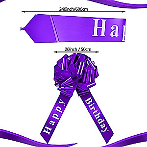 Happy Birthday Car Bow Big Car Ribbon Bow Large Gift Wrapping Bow Giant Bow for Car Decorative Huge Pull Bow for Christmas Party Birthday Car Decoration (Purple,20 Inches)