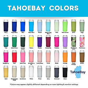 TahoeBay Slim Can Cooler Sleeves (25-Pack) Insulated Polyfoam, Bulk Scuba Knit Polyester Fabric Drink Insulators for 12oz Tall Skinny Beverage - Blank Design (Black)