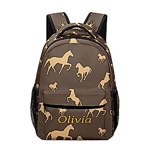 Cute Funny Horse Bag Backpack Personalized Name Waterproof for Boys Gift