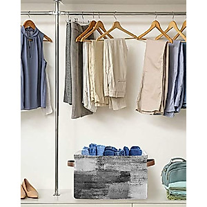 Oil Painting Abstract Storage Bins 2 Pack, Large Waterproof Storage Baskets for Shelves Closet, Geometric Black White Grey Storage Basket Foldable Storage Box Cube Storage Organizer with Handles