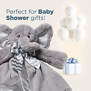 Bearington Baby Lil' Spout Snuggler, 15 Inch Gray Elephant Plush Stuffed Animal Security Blanket Lovey for Babies