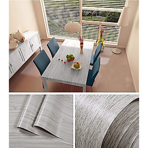 Faux Gray Wood Grain Contact Paper Vinyl Self Adhesive Shelf Drawer Liner for Kitchen Cabinets Shelves Table Counter Top Backsplash Wall Door Sticker Decal 17.7x197 Inches