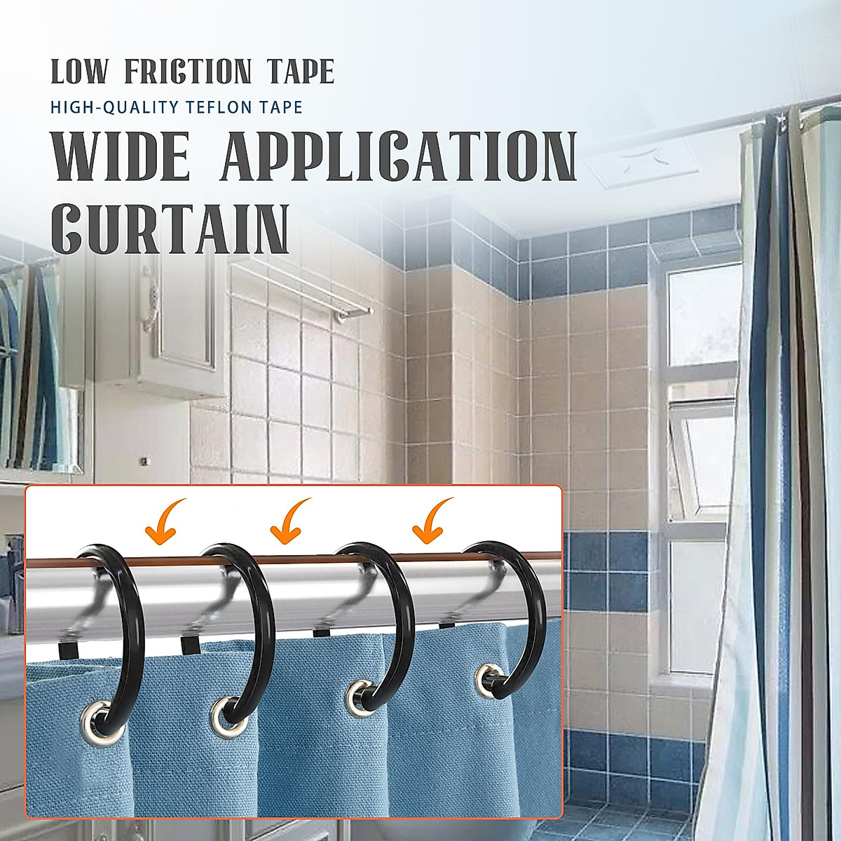 2 Rolls 1/2 Inch x 33 Feet Low Friction Tape,Drawer Slide Tape,Drawer Glide Tape,Squeak Resistant Tape,Abrasion Resistance Tape,Surface Protection Tape for Wood,Drawer,Cabinet,Curtain,Furniture,White