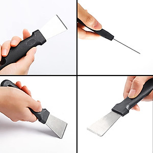 Small Wire Brush Set,8 Packed Heavy Duty Metal Scraper and Brass/Stainless Steel/Nylon Wire Brushes for Cleaning Rust,Welding Slag,Paint and Dust