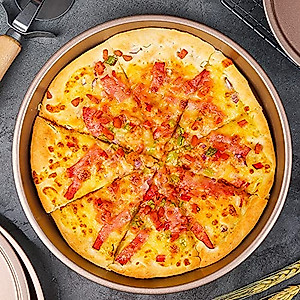 6/8/10in Non-Stick Baking Tray Pizza Pan Thickened Carbon Steel Bread Cake Mold Round Kitchen Baking Accessory Bakeware Round Deep-dish Plates Pans