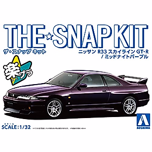 Aoshima Bunka Kyozai 1/32 The Snap Kit Series Nissan R33 Skyline GT-R Midnight Purple Color Coded Plastic Model 15-A