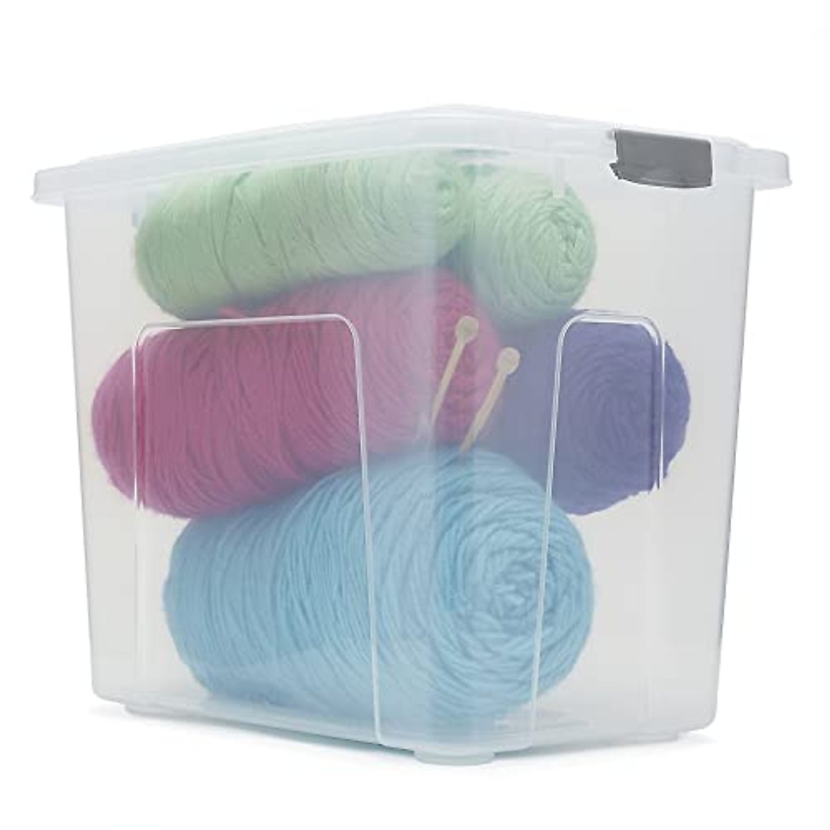 Home Basics Plastic Storage Box With Handle, Clear | Locking Tabs | Stackable Storage | Easily See Contents (23.5 Liter)