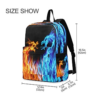 Cool Dragon Fire Backpack Travel Bag for Men Women, Lightweight Casual Daypack School Bag for Students Teens Girls Boys