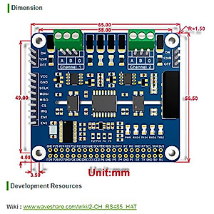 2-Channel Isolated RS485 Expansion HAT,SC16IS752+SP3485 Dual Chip Convert SPI to RS485 Data Rate up to 921600bps Embed Multi Protection Circuits,for Raspberry Pi 4B/3B+/3B/2B/Zero/Zero W