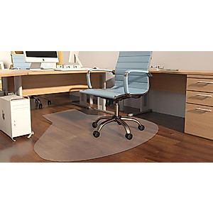 Raoot Office Chair Mat for Hardwood and Tile Floors for Hard Floor use at Workstations and Large Desks and Large Computer Tables - 45 x 59 inch L & U Shaped Desk Floor Mat