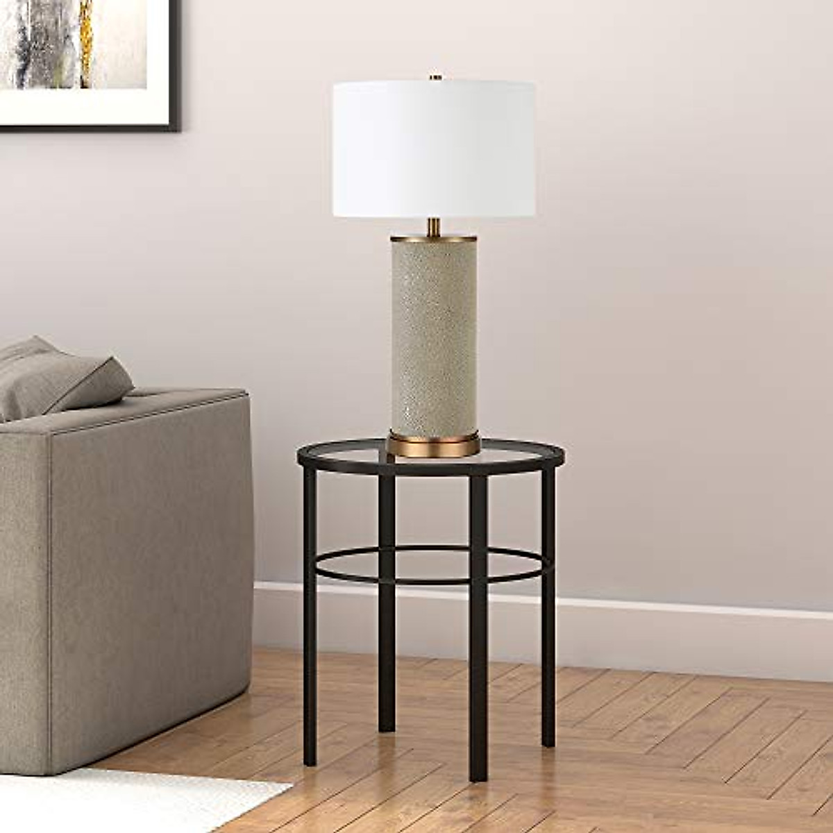 Henn&Hart 20" Wide Round Side Table in Blackened Bronze, Table for Living Room, Bedroom