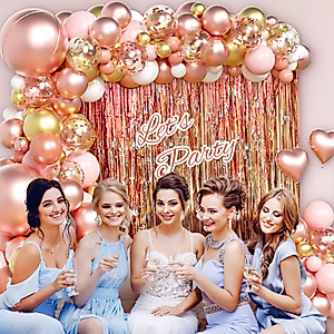 154pcs Rose Gold Balloon Arch Garland Kit, Metallic Rose Gold and Pink Gold White Balloons for Birthday Baby Shower Bachelorette Wedding Bridal Shower Decorations