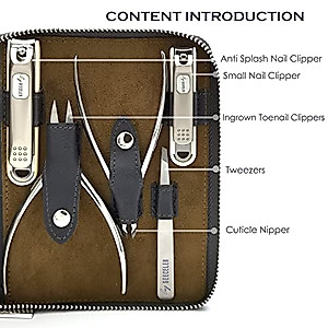 Geeceler Manicure Pedicure Grooming Kit 12 Pcs, Professional Nail Clippers Set with Case, Gift for Men/Dad/Women(Black)