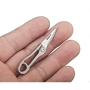 TUNYI Mini Folding Pocket Knife, EDC Tiny Package Knife, 1" Stainless Steel Blade with Titanium Alloy Handle, Ultra Compact and Lightweight