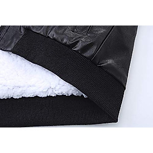 Mud Kingdom Little Boys Leather Jacket with Hood Fur Lined Size 6 Black