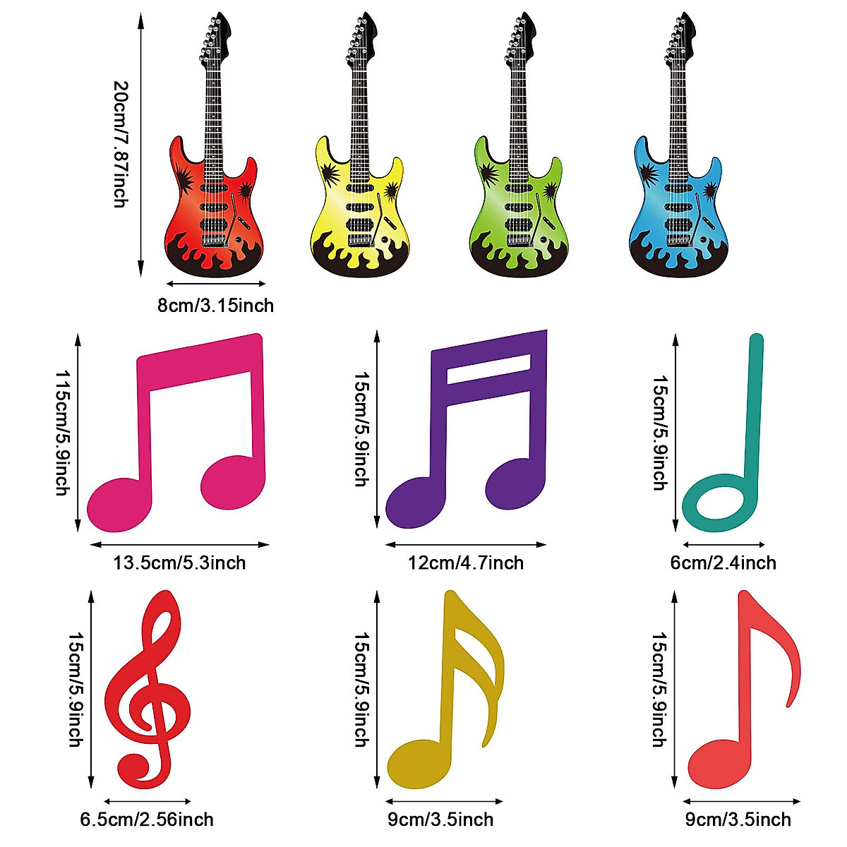 30 Pieces Music Party Decorations, Colorful Music Note Guitar Sign Foil Hanging Swirls Ceiling Streamers for Music Concert Theme Birthday Party Guitar Rock Music Birthday Wedding Party Supplies