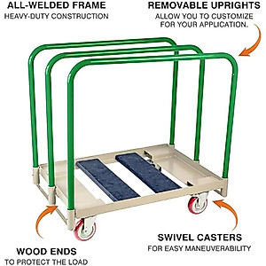 Reykilor 2000 lbs Panel Truck with Swivel Casters, Heavy Duty Panel Dolly Cart Drywall Sheet Cart Platform Truck Cart for Garage, Home, Warehouse 24 x 36 inch