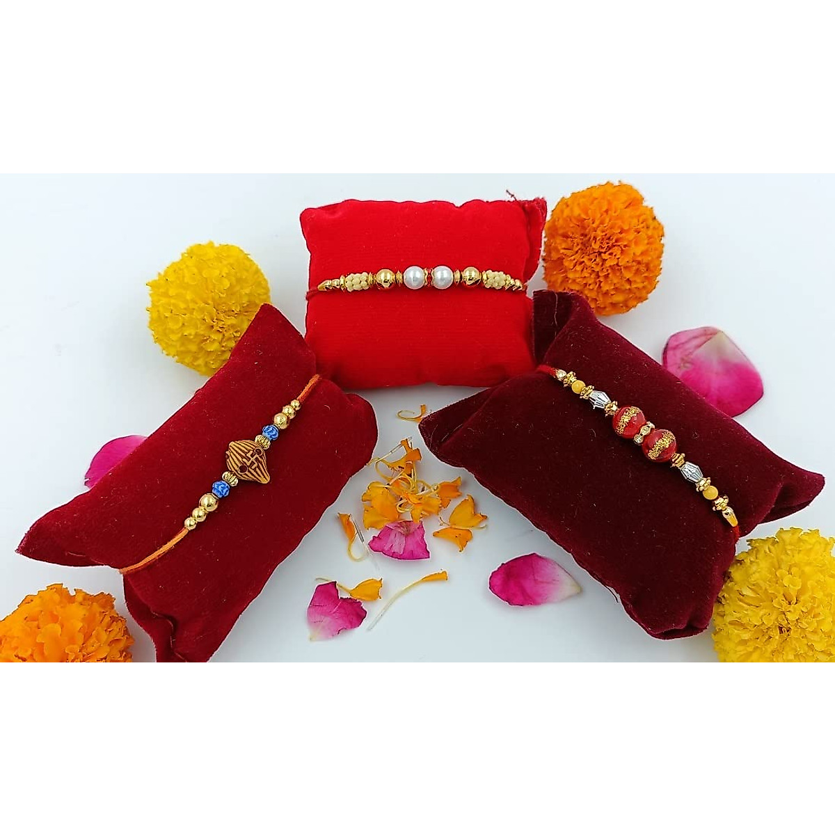 Rakhi for brother | Bracelet set of 2,3 and 4 Unique Design| Made of Brass with idol symbolic design and antique designer rakhi/bracelet | Best Gift for brother, Sister and family member. (style 6)