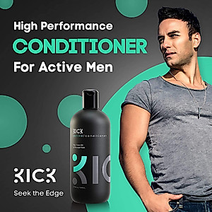 Kick Mens Conditioner - Tea Tree and Peppermint for Hair Loss - Proven High Performance Pro-Nourishing Mens Natural Anti Dandruff Treatment - 17oz