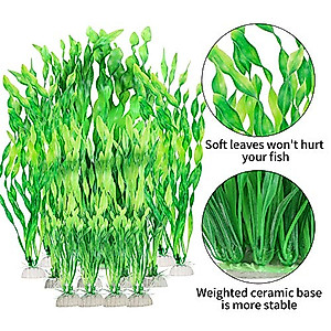 MyLifeUNIT Artificial Aquarium Plants, 13 Pack Plastic Seaweed Water Plants for Fish Tanks (Green)