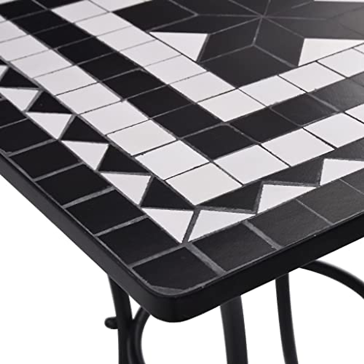 CHARMMA Mosaic Bistro Tables,Ceramic Table Top Metal Frame for Porch Beach Patio Garden Balcony Poolside,Plant Stand,Square with Black,23.6"