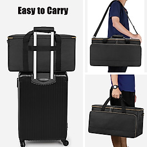 Trunab Large Travel DJ Cable File Bag with Inner Detachable Divider and Padded Compartment for 15.6” Laptop, Cable Organizer Bag for Cords, Sound Equipment, DJ Gear, Musician Accessories