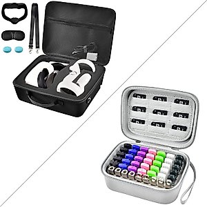 Hard Carrying Case for Oculus Quest 2 All-in-One VR Gaming Headset with USB Flash Drive Case Grey - 2 Pack