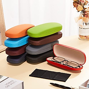 Flutesan 9 Pack Hard Shell Eyeglasses Cases Sunglasses Case Eyeglass Case Glasses Case with Eyeglass Cloth for Men Women
