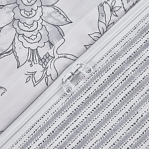 OAITE Duvet Cover Set,100% Cotton Comforter Cover with Floral Pattern Duvet Cover Set,Soft Bedding Set Includes with 3 Piece (2 Pillow Shams,1 Duvet Cover)