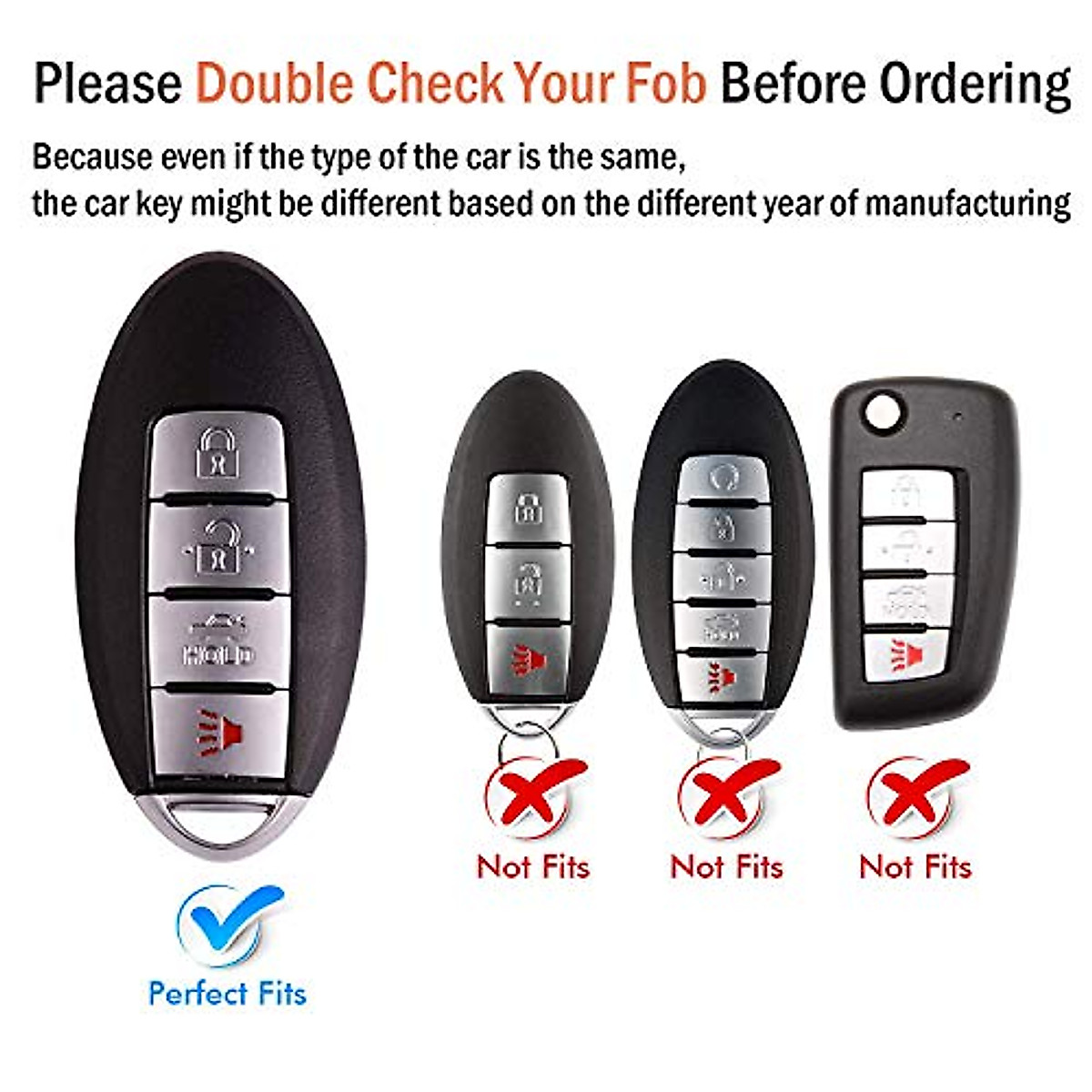 COMPONALL for Nissan Key Fob Cover, Key Fob Case for Nissan Altima Sentra Maxima Rogue Armada Pathfinder Infiniti Premium Soft TPU Full Cover Protection Smart Remote Keyless(for 4 Button only),Silver