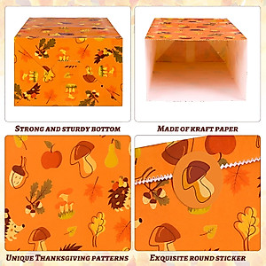 durony 24 Pieces Thanksgiving Day Gift Bags Thanksgiving Paper Party Favor Bags Thanksgiving Treat Bags with Round Stickers Thank You Gift Bags Goodie Bags for Fall Thanksgiving Party Favors